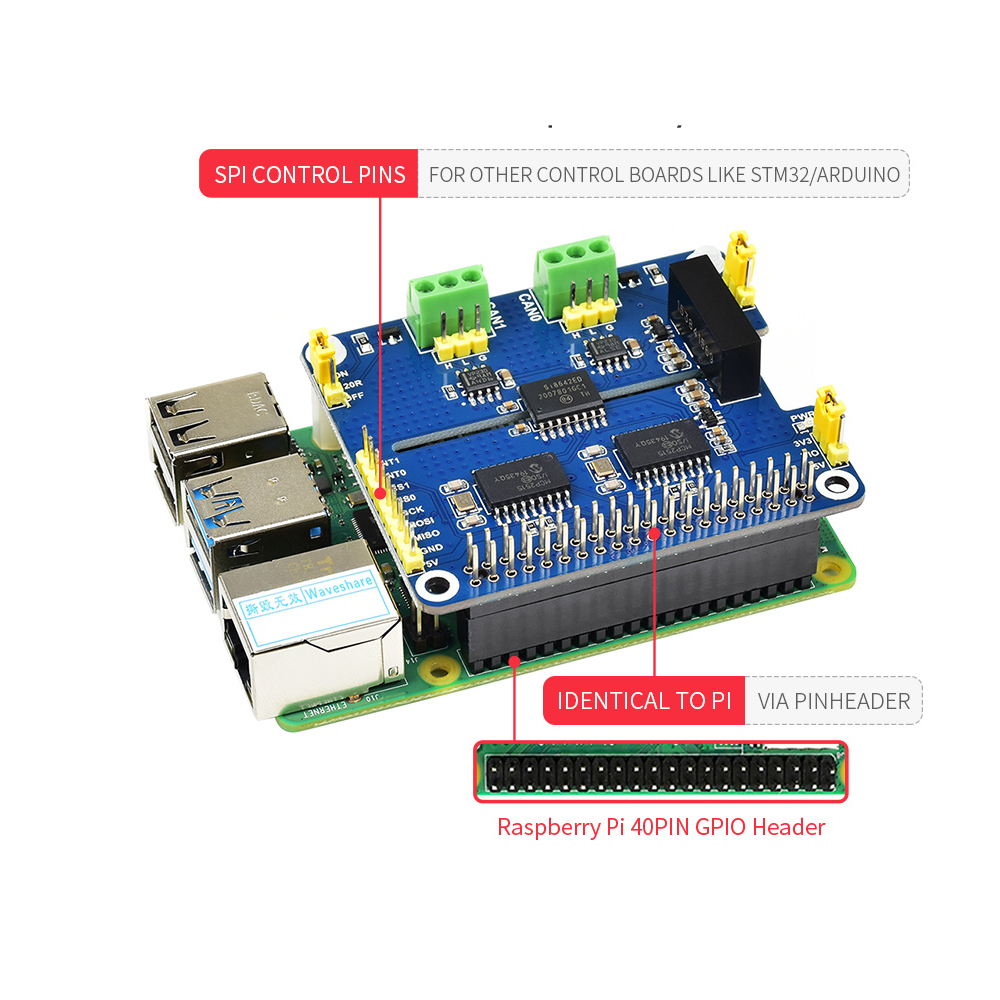2CH Power Isolated CAN BUS Extension Expansion Board Module HAT Kit Raspberry Pi - i-diskhouse
